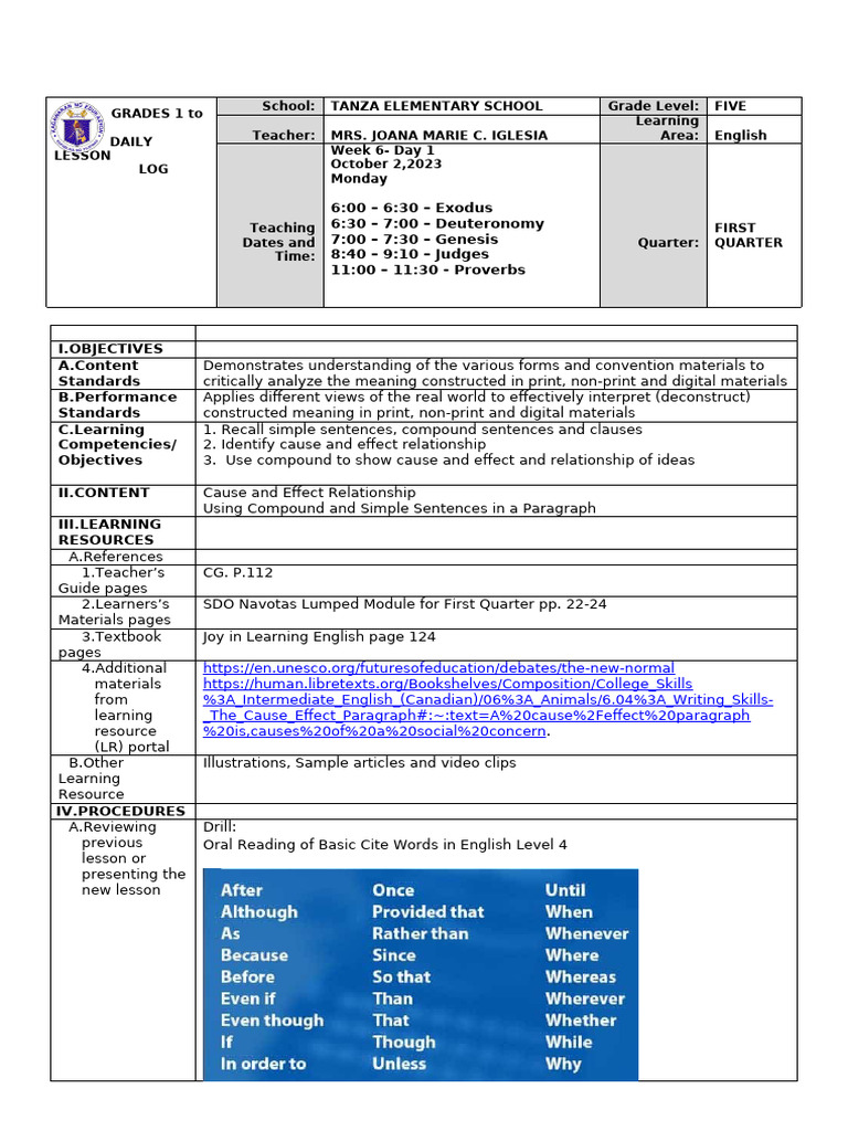 DLP Q1 WEEK6 Day1 Cause and Effect Part 2 | PDF | Causality | Learning