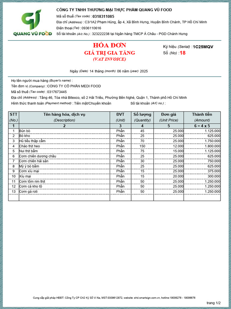 HoaDon 0318311085 | PDF
