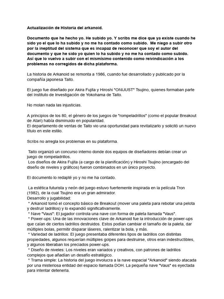 Noesunrkanoid | PDF | Juego de azar | Videojuegos