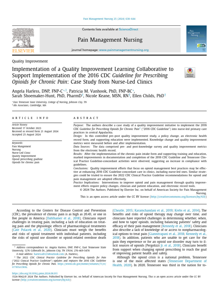 Implementation of A Quality Improvement Learning C | PDF | Pain Management | Opioid