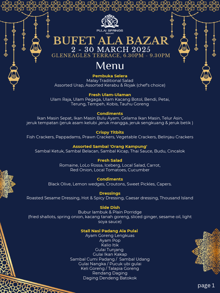 Menu Buffet Gleneagles Pulai Spring Resort | PDF | Sauce | Desserts