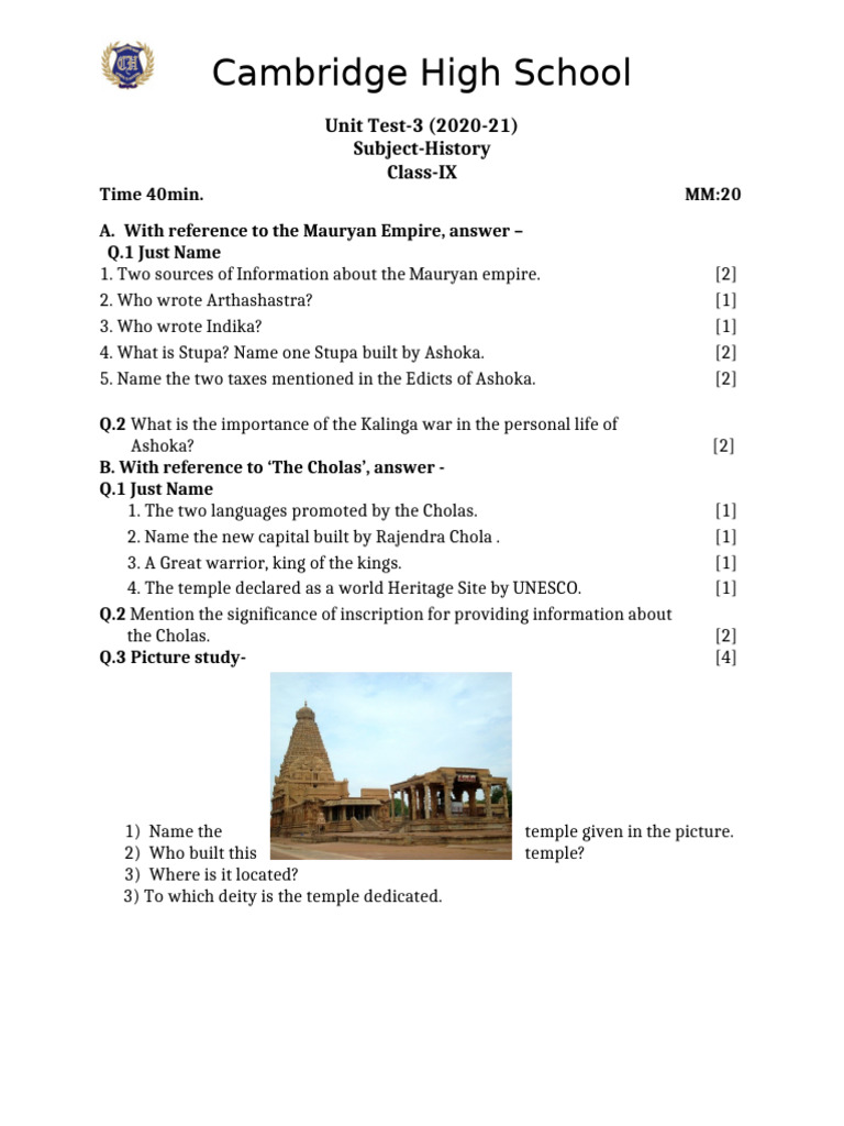 Class IX History Test 3 2309 | PDF