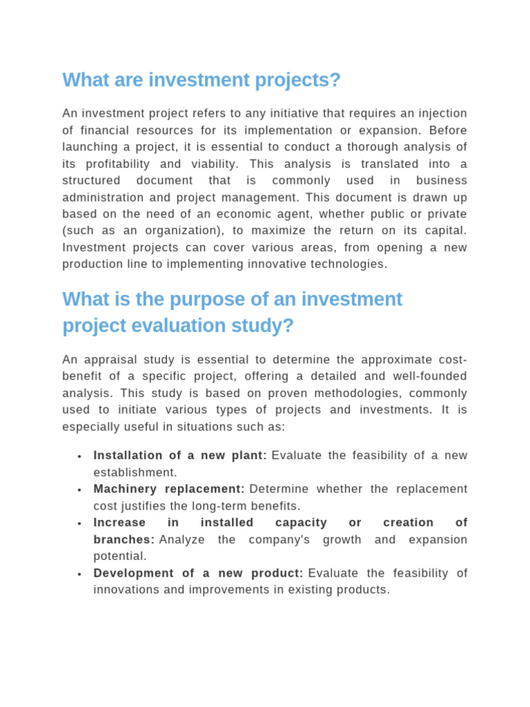 Understanding Investment Projects | PDF | Investing | Feasibility Study