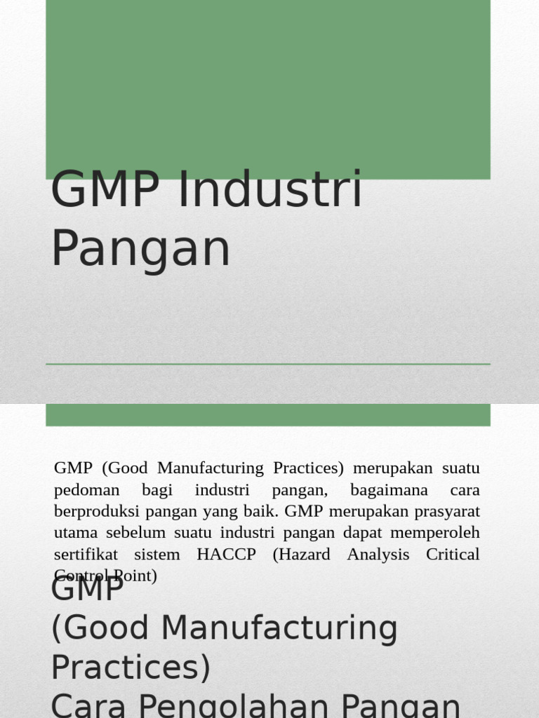 Pertemuan 14-15 GMP Dan HACCP | PDF