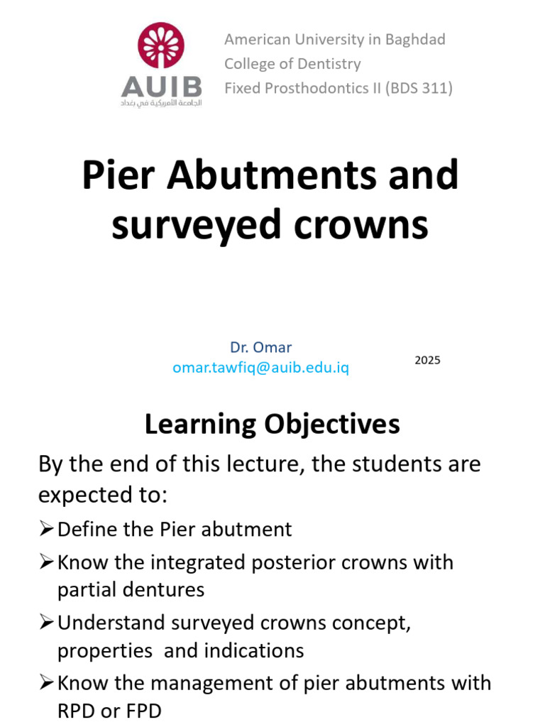 02 Pier Abutments and Surveyed Crowns | PDF | Dentistry Branches