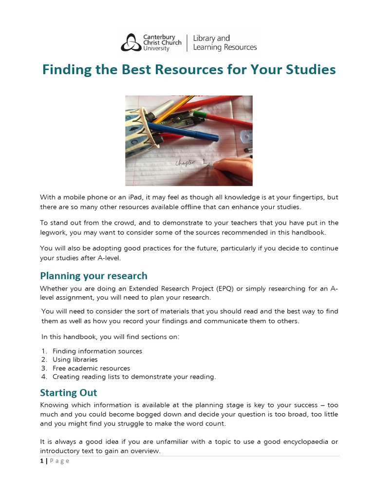 Essential Study Resource Guide | PDF | Citation | Libraries