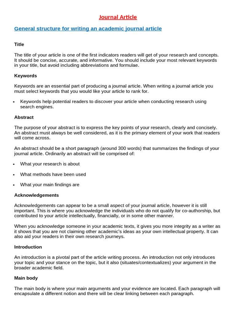 Writing a Journal Article: Volume 13 Insights | PDF | Abstract (Summary ...