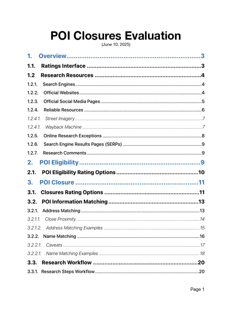 POI Closures Evaluation | PDF | Brand