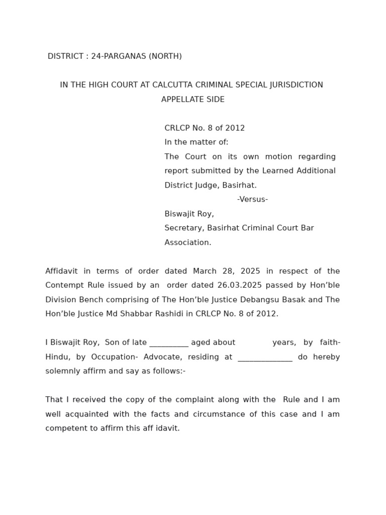 Criminal Contempt Affidavit | PDF | Affidavit | Public Law