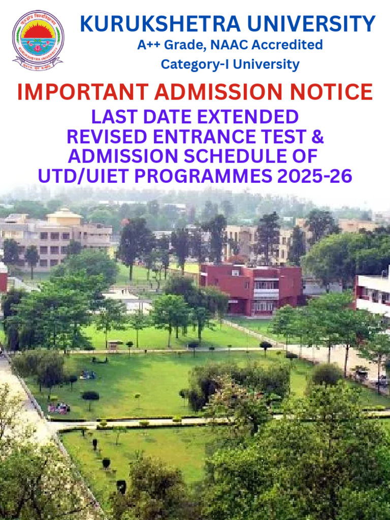 Important Admission Notice: Last Date Extended Revised Entrance Test ...
