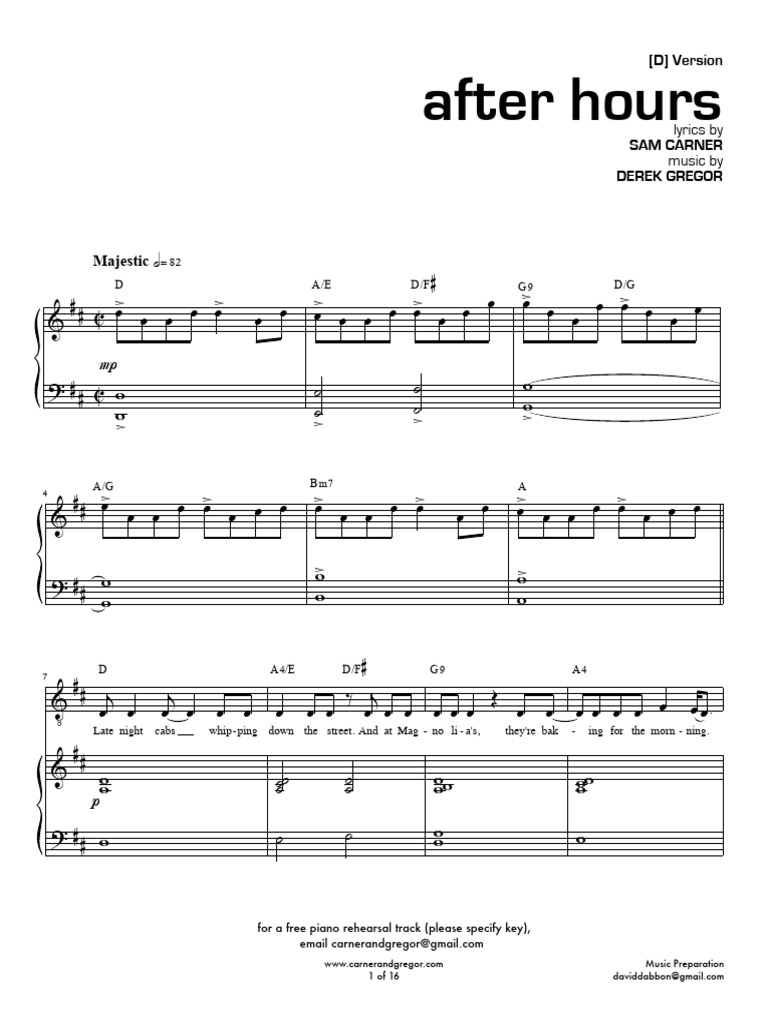 After Hours - Carner & Gregor D Version | PDF