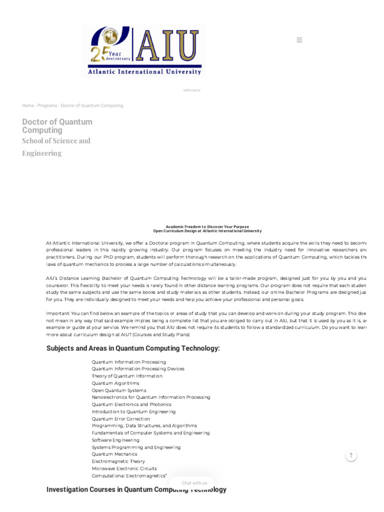 Doctor of Quantum Computing - Atlantic International University | PDF ...