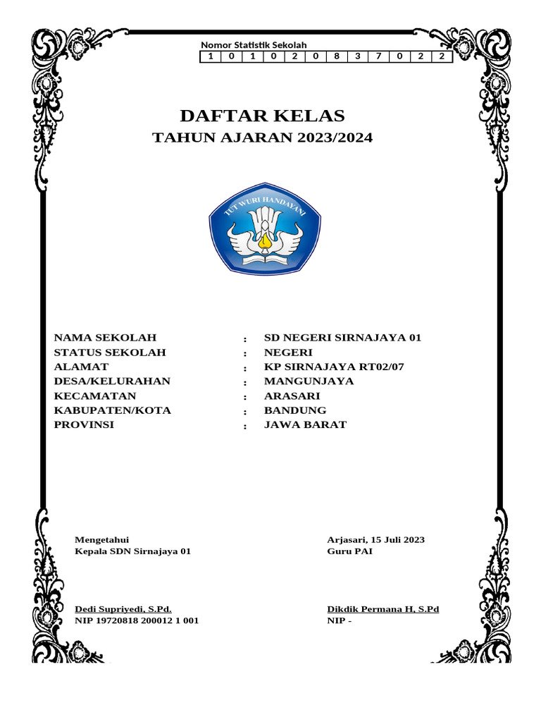 Daftar Kelas II 2024-2025 | PDF