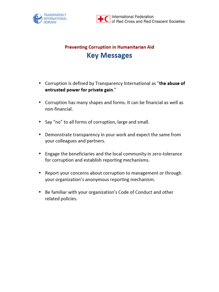 Key - Messages For Corruption | PDF | Corruption | Social Psychology