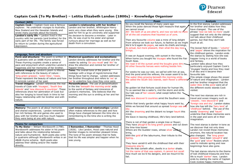 4) Captain Cook Knowledge Organiser | PDF | Poetry | James Cook