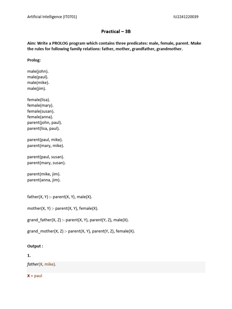 Prolog Family Relations Program | PDF