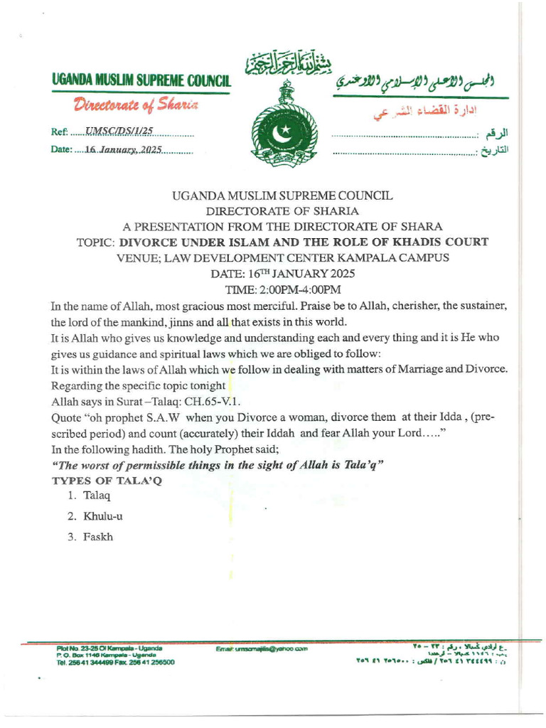 Paper On Divorce Under Islam | PDF