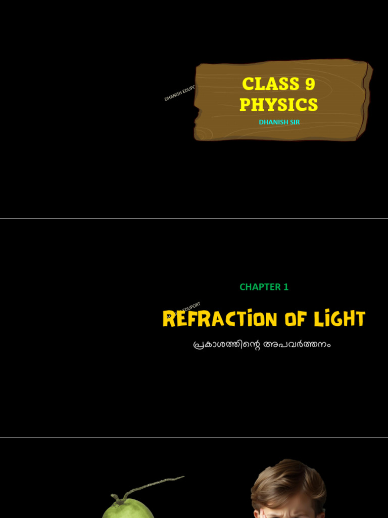 Class 9 Physics Chapter 1 Refraction of Light | PDF