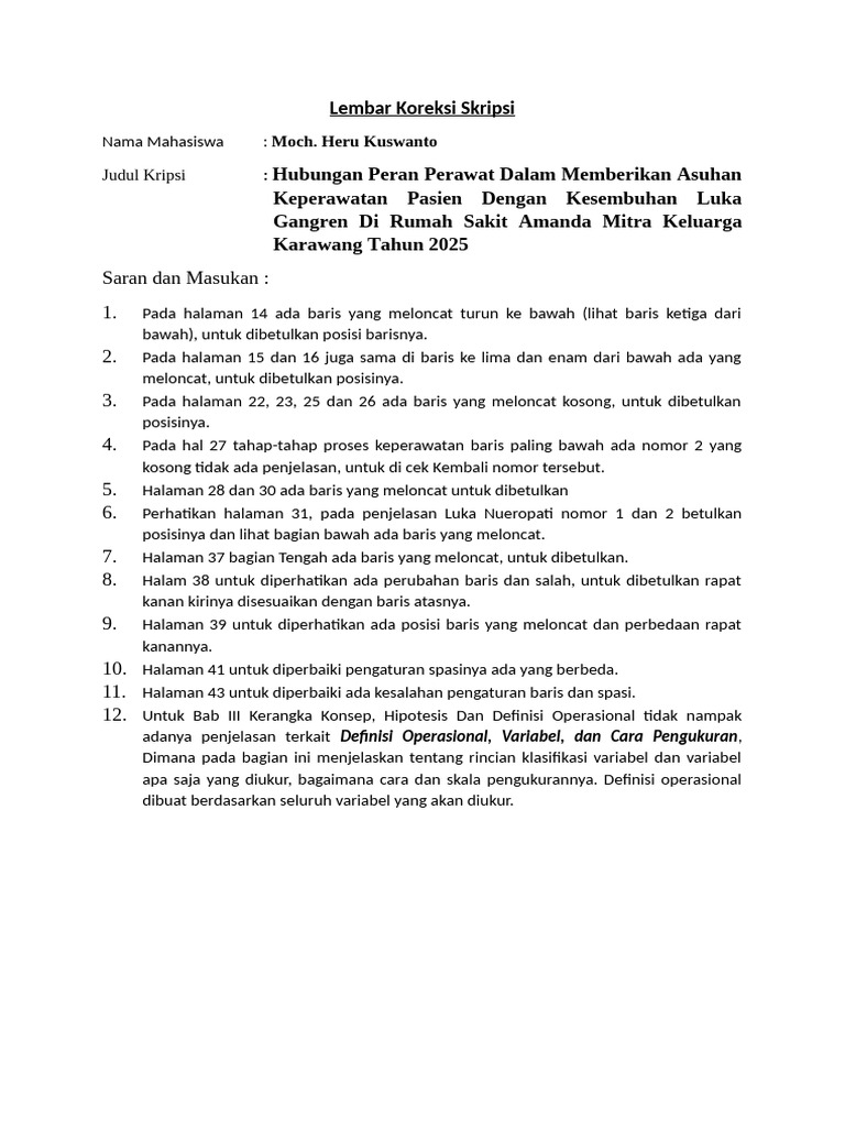 Lembar Koreksi Skripsi | PDF