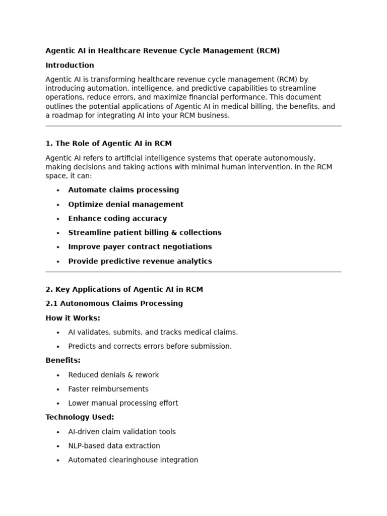 Agentic AI in Healthcare Revenue Cycle Management | PDF | Artificial ...