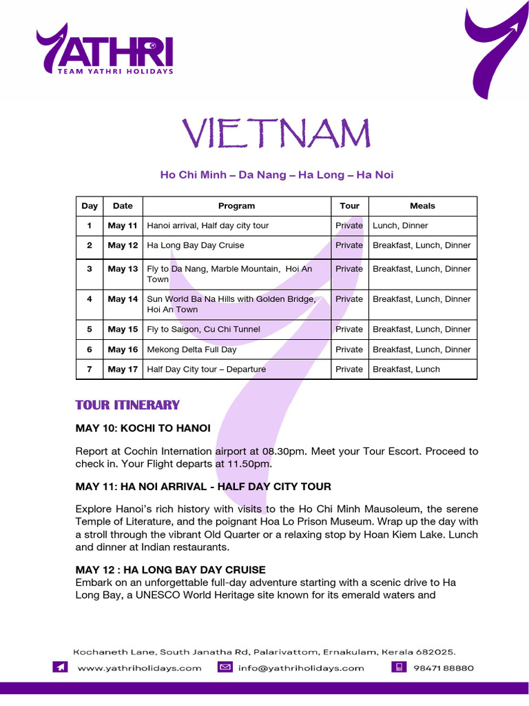 10 May Vietnam Yathri 7 Days | PDF | Travel Visa | Hanoi