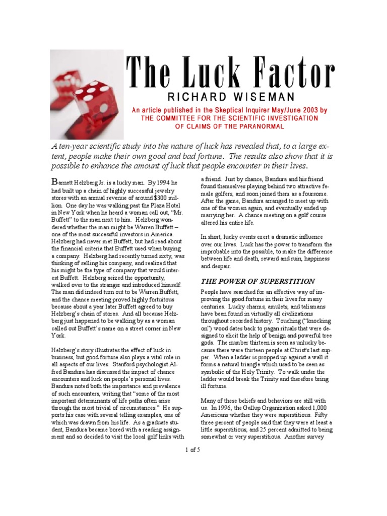 The Luck Factor - Richard Wiseman | PDF