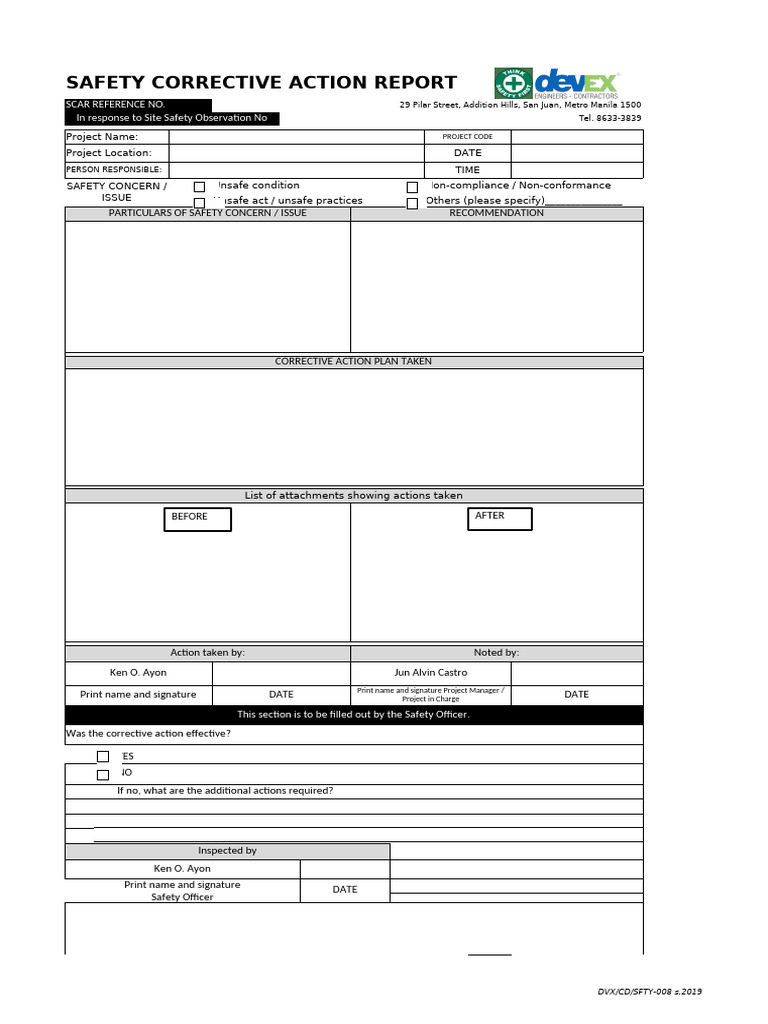 Safety Corrective Action Report Overview | PDF | Labor Relations ...