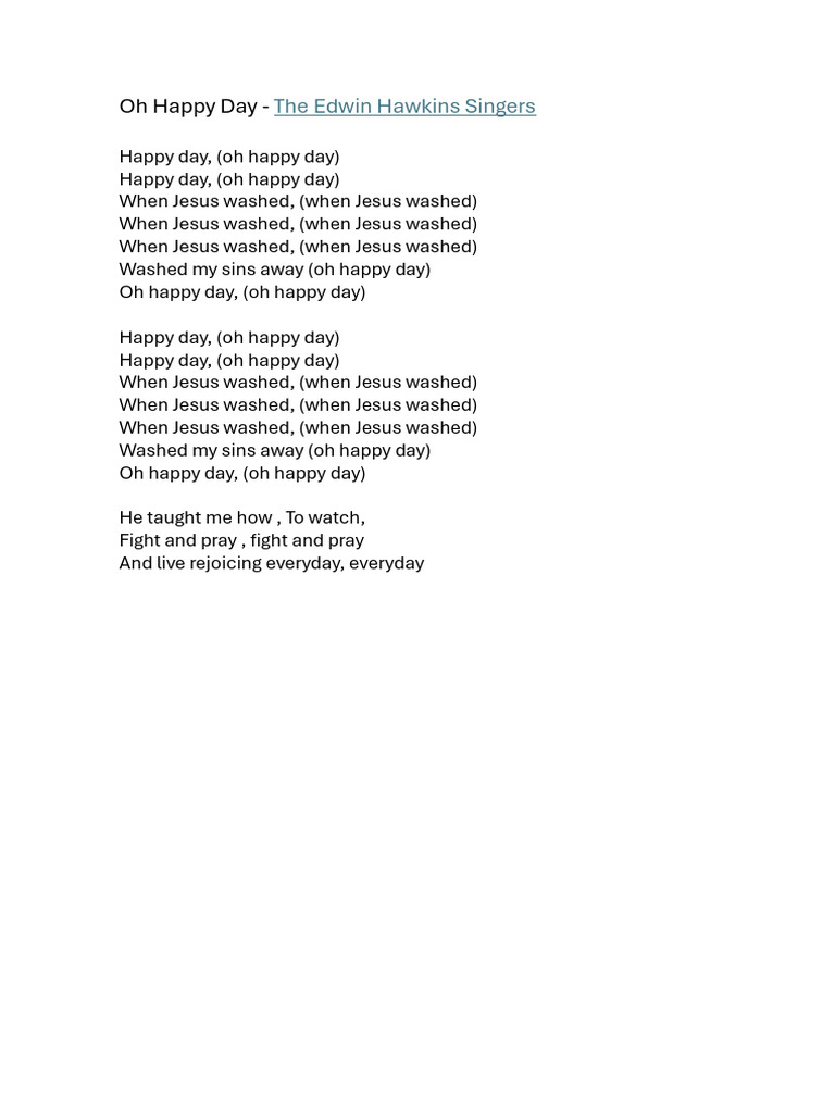 Oh Happy Day Letra | PDF