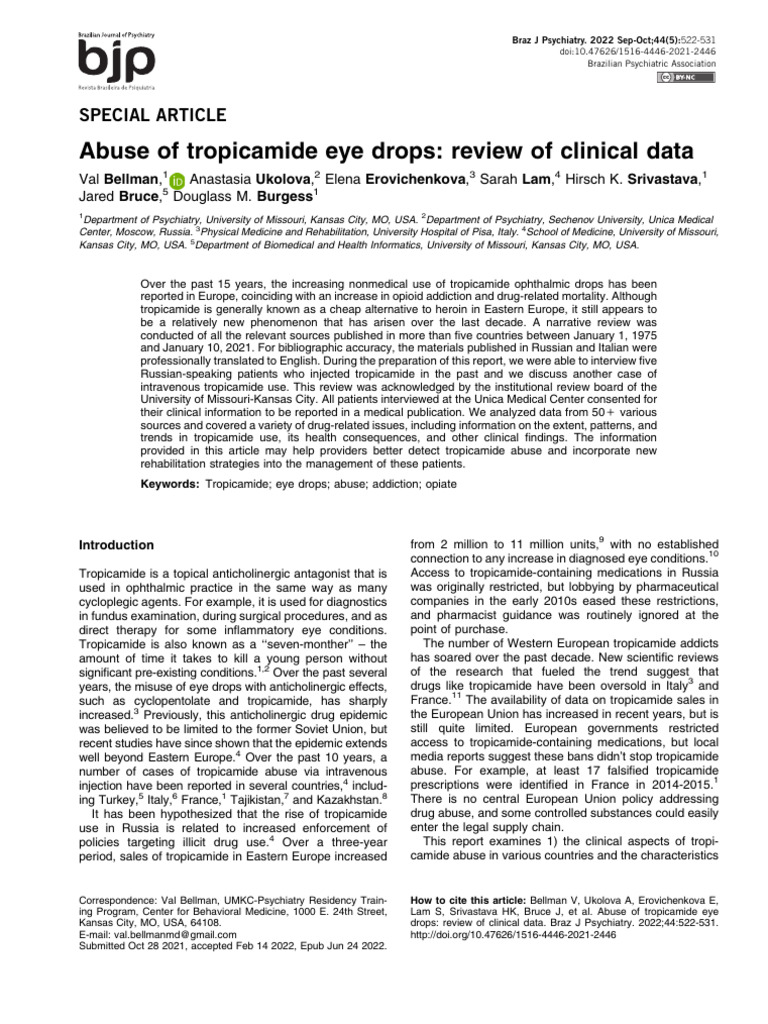 Tropicamide Eye Drops: Abuse Overview | PDF | Substance Abuse | Opioid ...