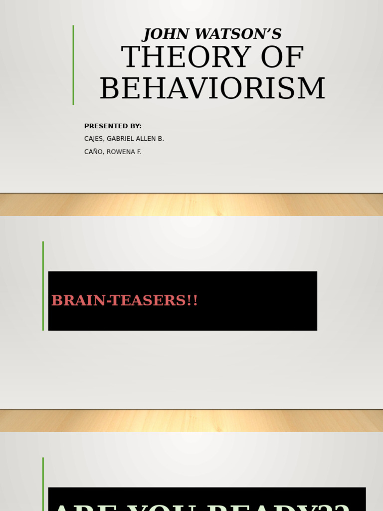 John Watsons Behaviorism | PDF | Classical Conditioning | Behaviorism