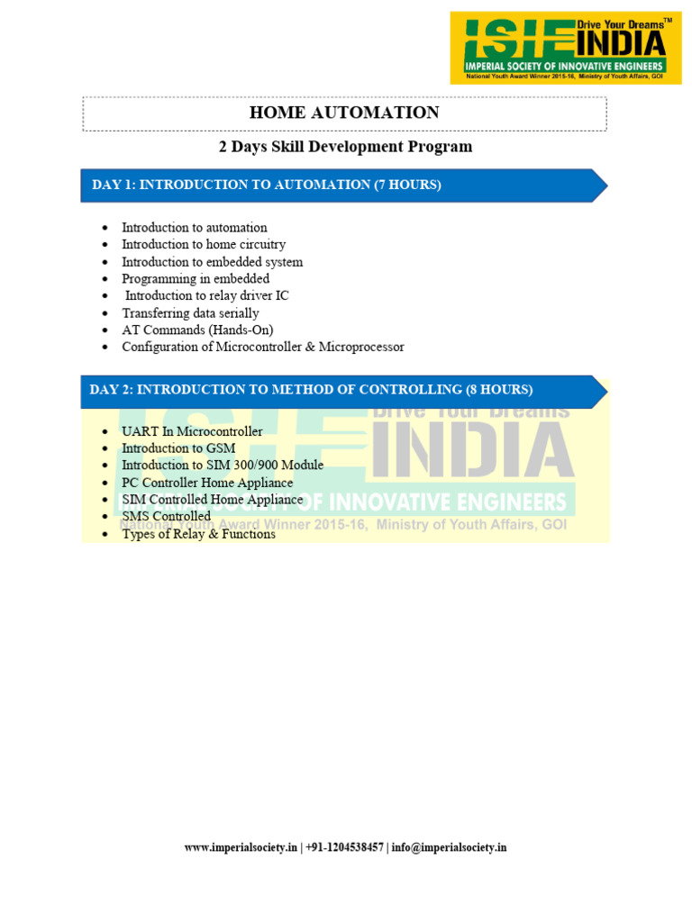 2 Days Workshop On Home Automation | PDF