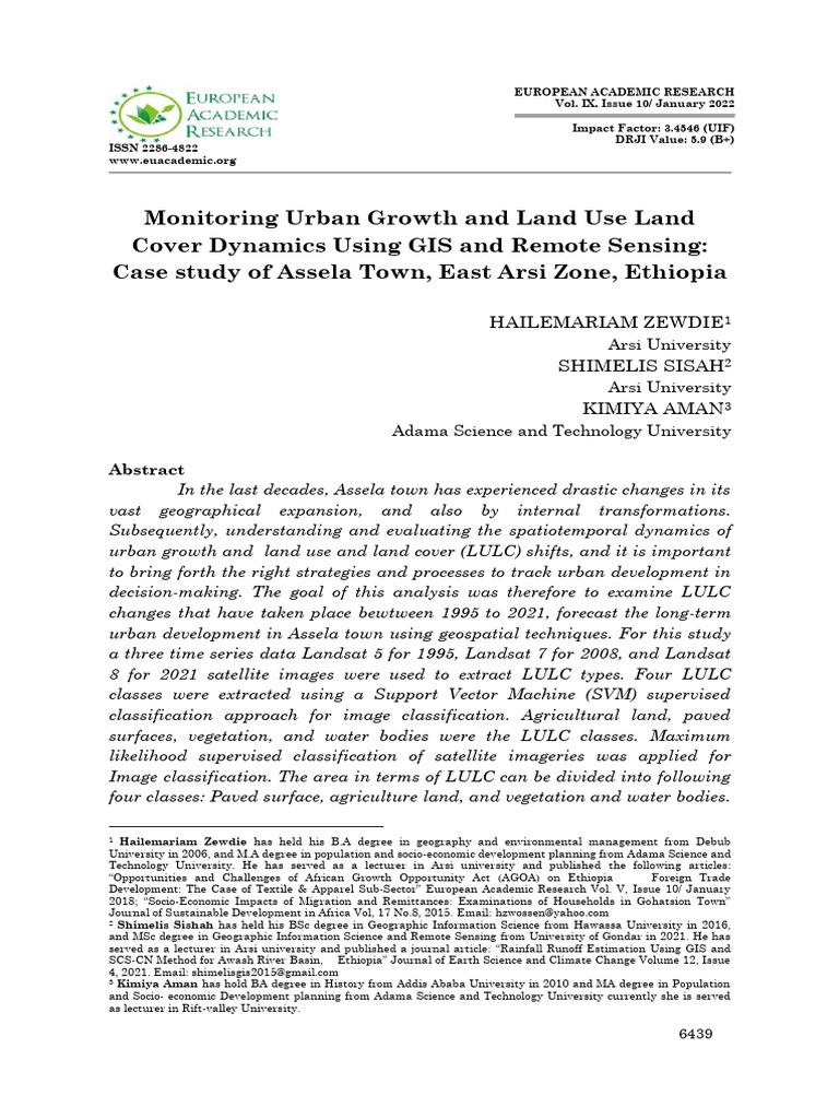 Monitoring Urban Growth and Land Use Lan | PDF | Geographic Information ...