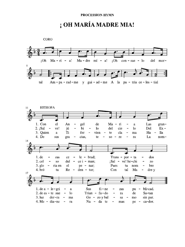 Oh Maria Madre Updated | PDF