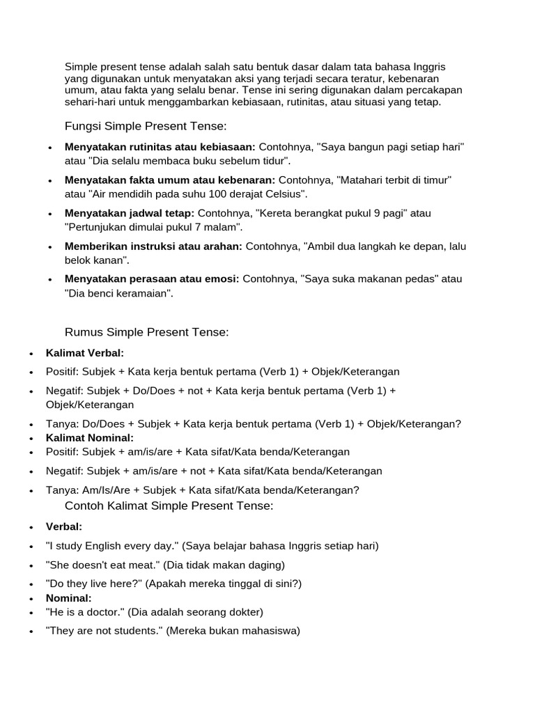 Pengertian Simple Present Tense | PDF