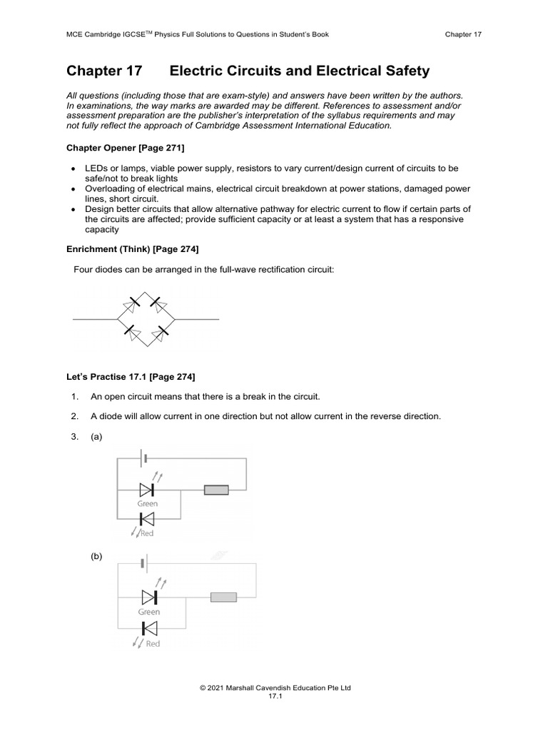 MCE IGCSE Physics SB C17 Full Solutions | PDF | Fuse (Electrical ...