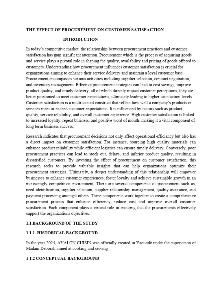 Procurement's Impact on Customer Satisfaction | PDF | Procurement ...