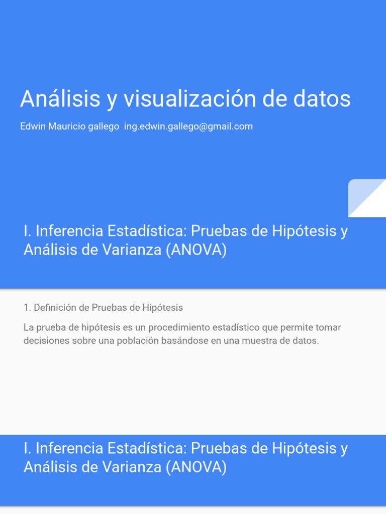 Análisis y Visualización de Datos-Inferencia Estadística | PDF | Errores tipo I y tipo Ii ...