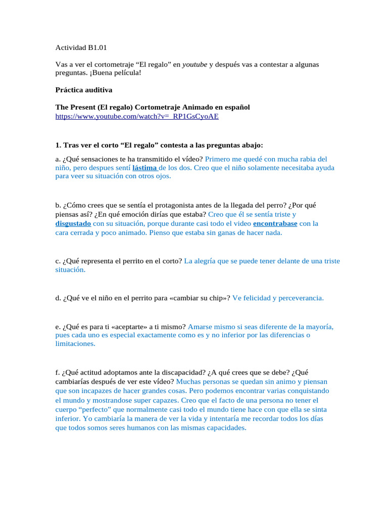 Corto El Regalo (1) Erika | PDF