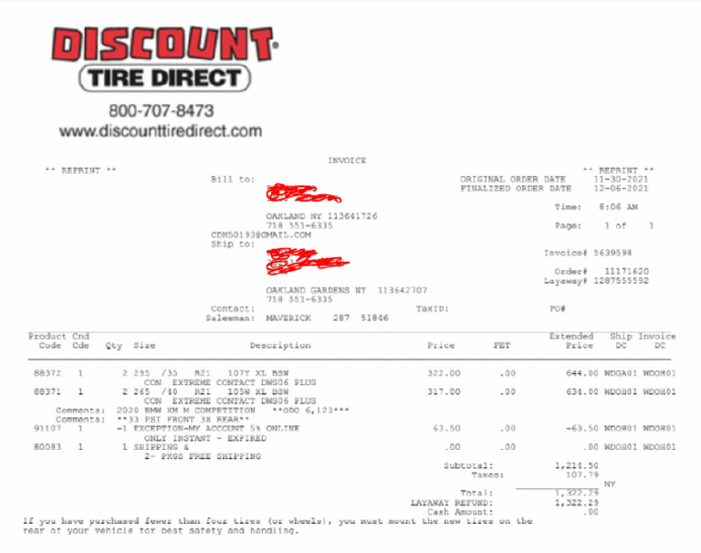 Tire Direct Invoice | PDF