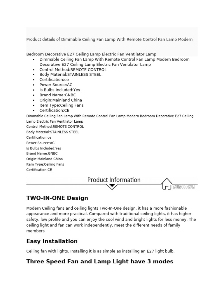 Ceiling Fan | PDF