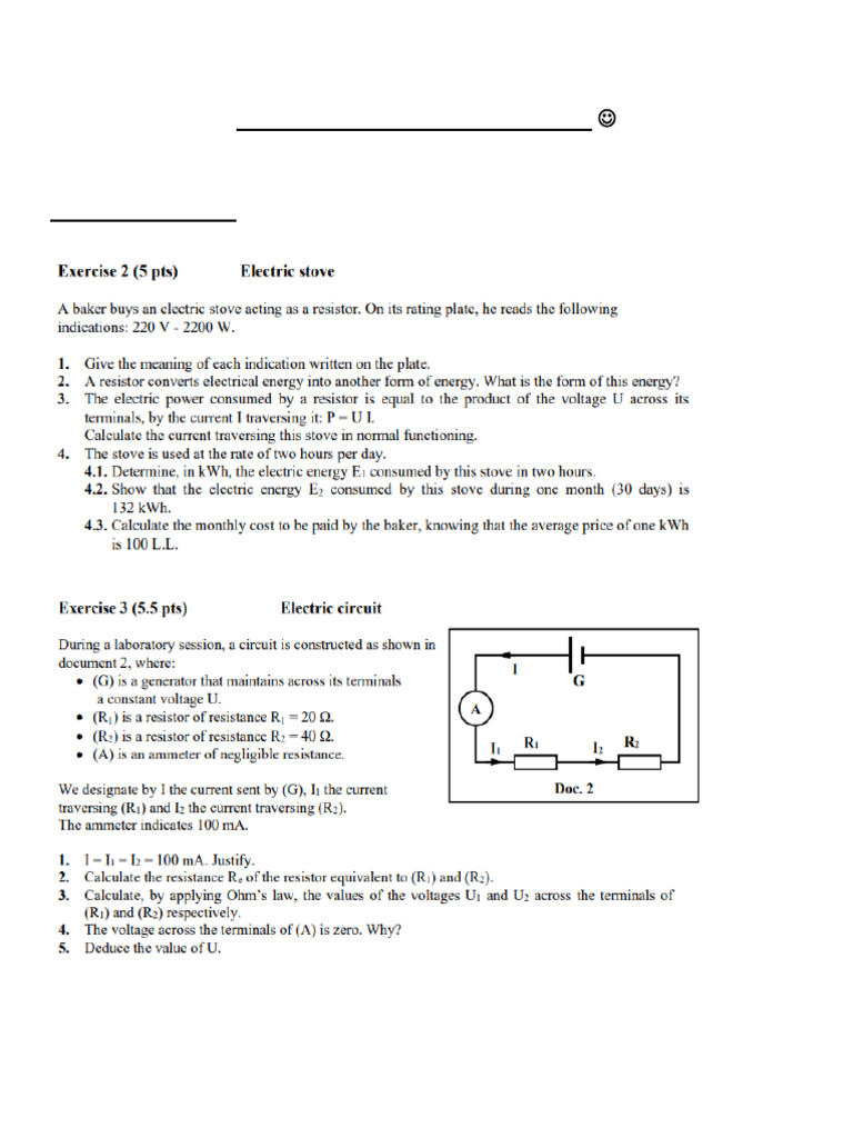Grade 9 Physics Electricity Exercises | PDF