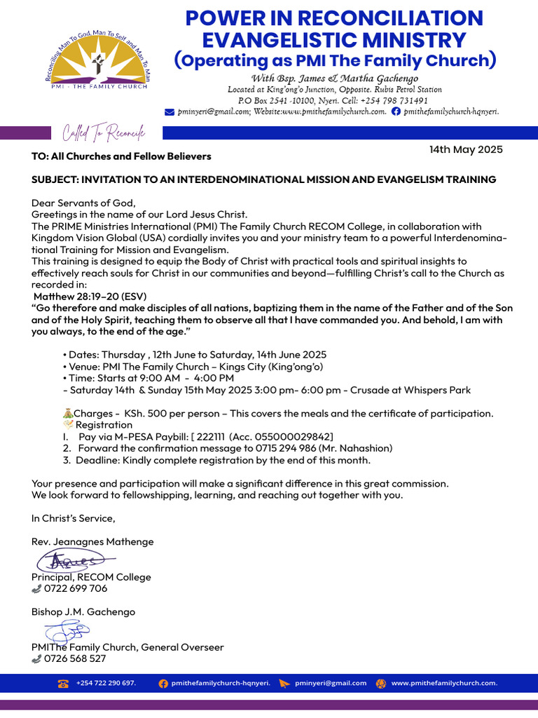 Final Recom Training Letter | PDF | Jesus | Religious Belief And Doctrine