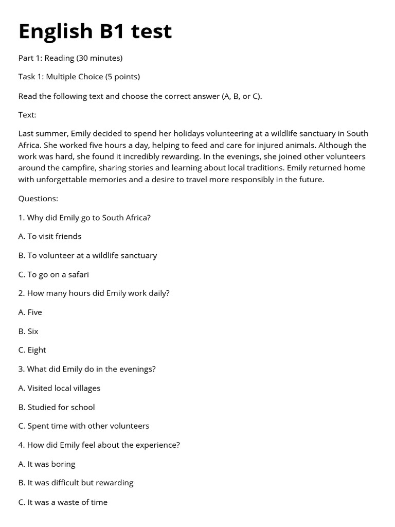 English B1 Test - 20250226 - 113405 - 0000 | PDF
