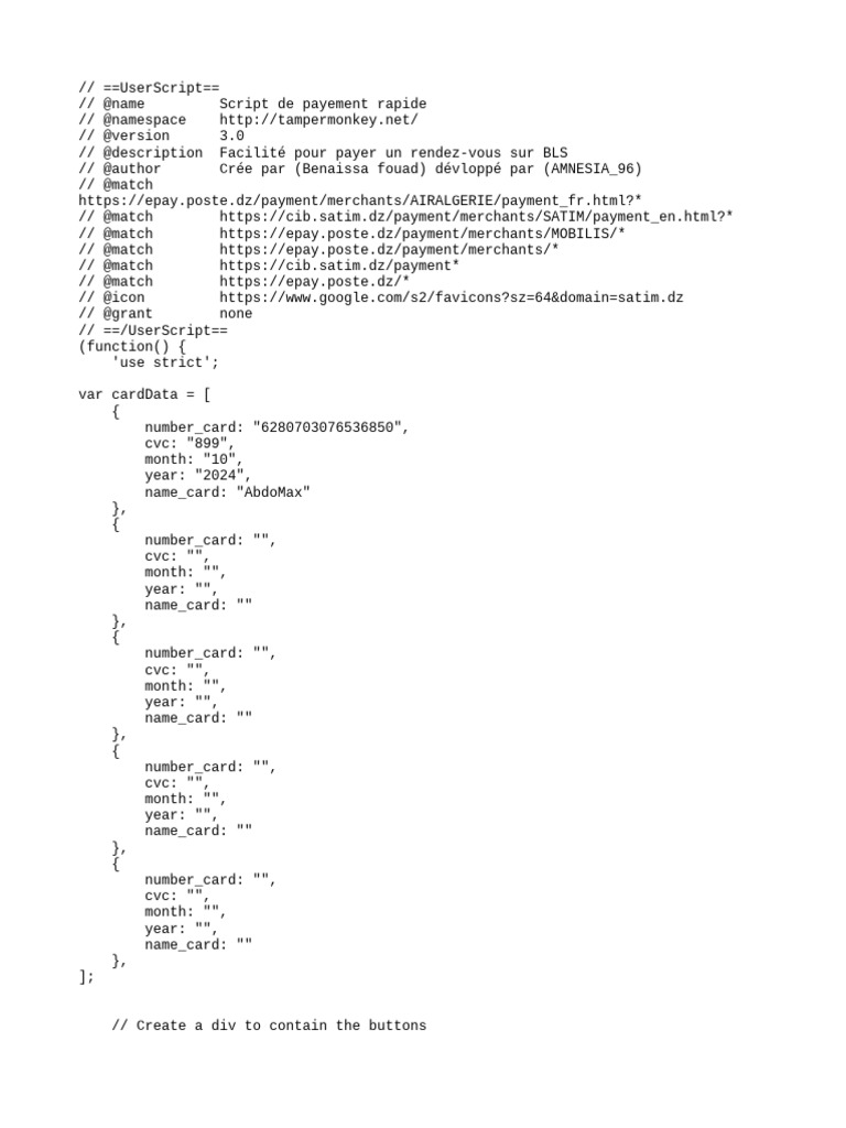 Script de Payement Rapide-3.0 (1) .User - Js | PDF