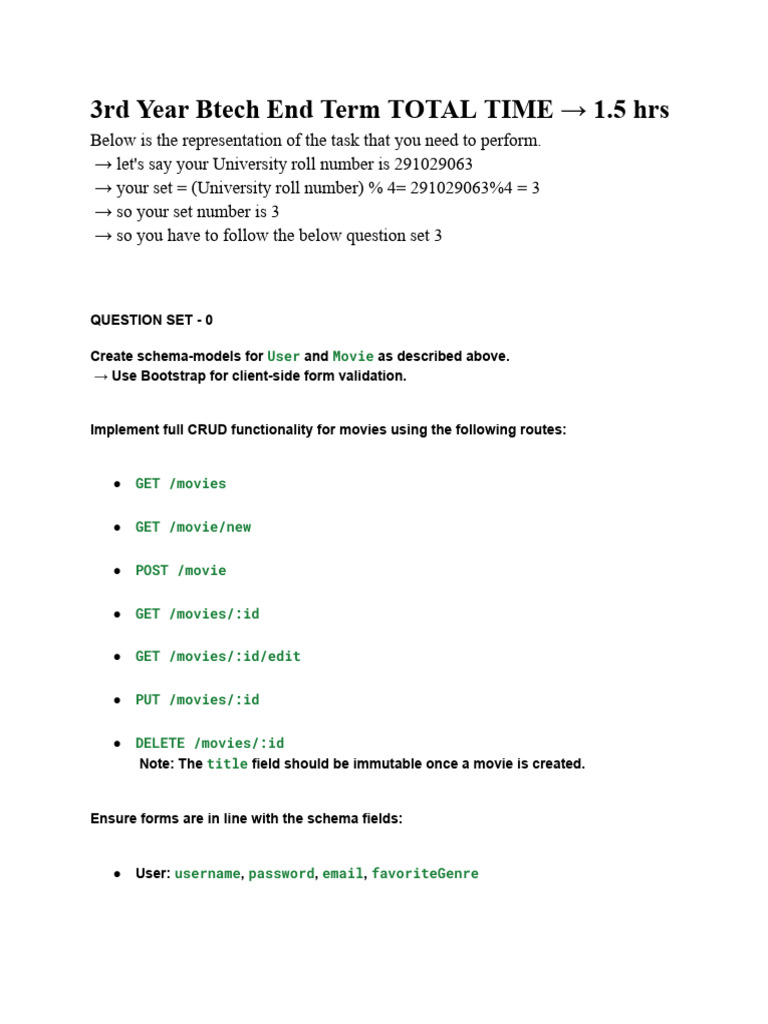 3rd Year Btech End Term TOTAL TIME 1.5 HRS: User Movie | PDF | User ...