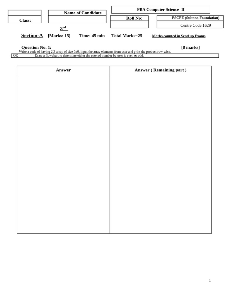 Pba Model Paper Hssc-II 3rd | PDF | Integer (Computer Science) | Computer Engineering