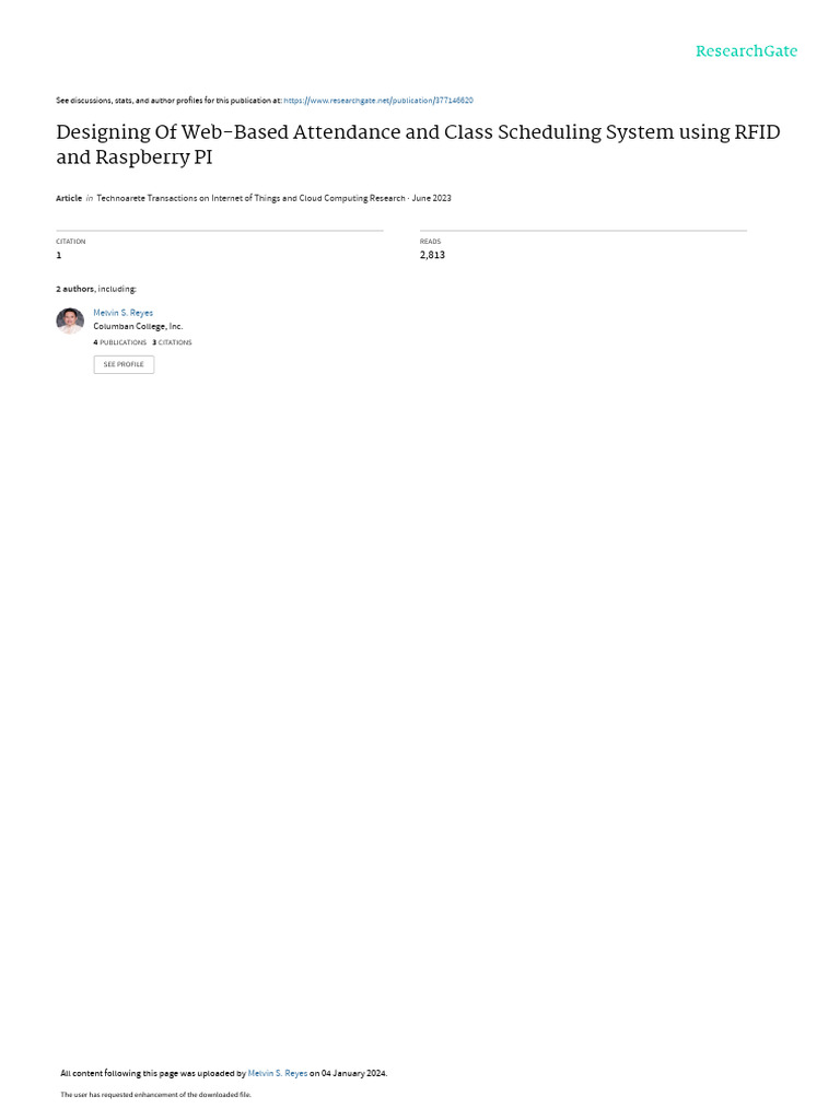 Designing of Web-Based Attendance and Class Scheduling System Using RFID and Raspberry PI | PDF ...