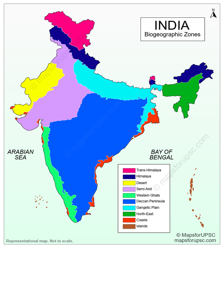 Biogeographic Zones of India Map | PDF | Physical Geography | Earth ...