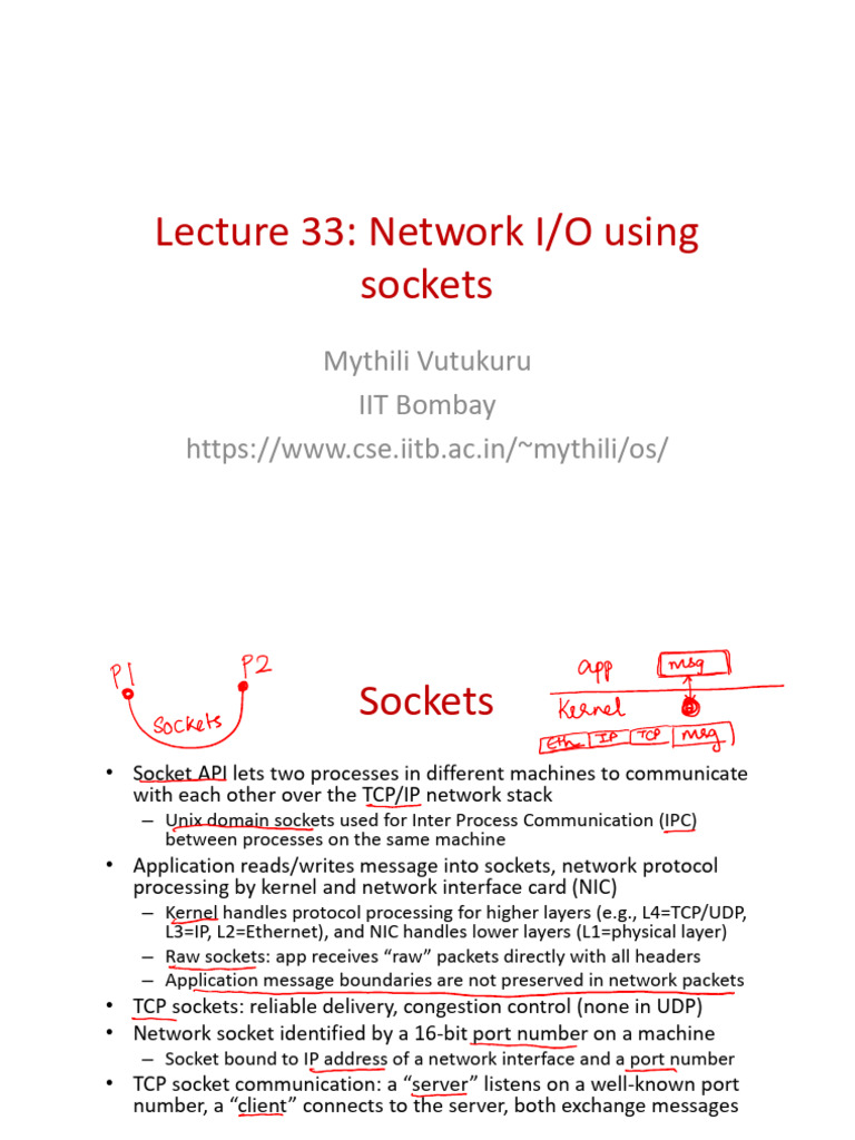 OS Lecture33 Network I-O Using Sockets | PDF | Network Socket | Port (Computer Networking)