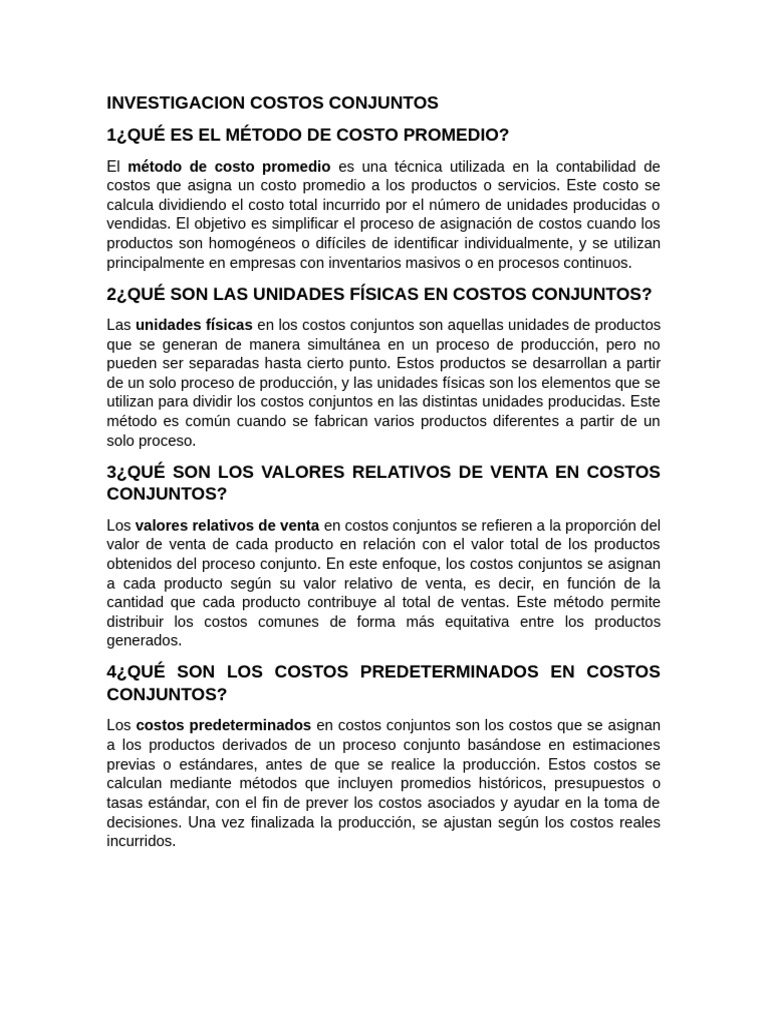 Investigacion Costos Conjuntos | PDF